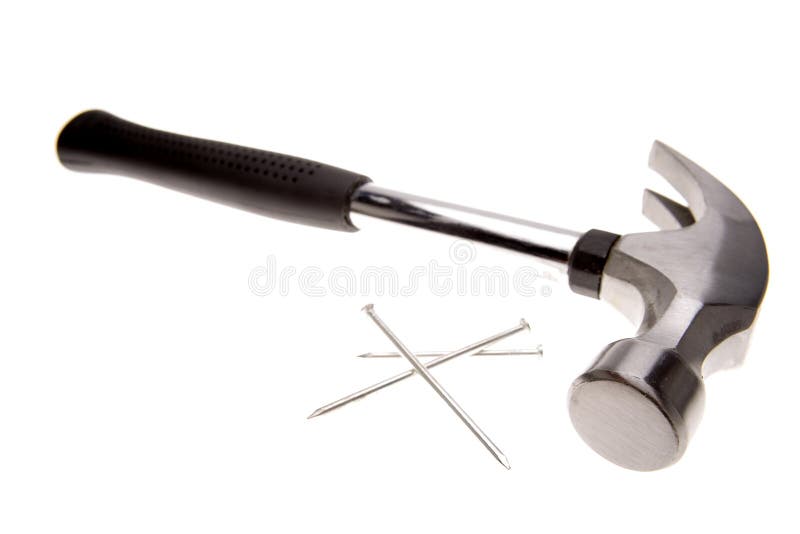 Martillo Y Clavos En La Tabla Foto de archivo - Imagen de madera, talla ...