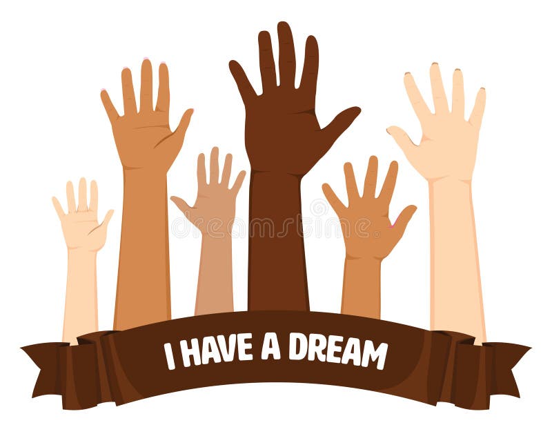 Martin Luther King Day Diverse Hands Stock Vector - Illustration of ...