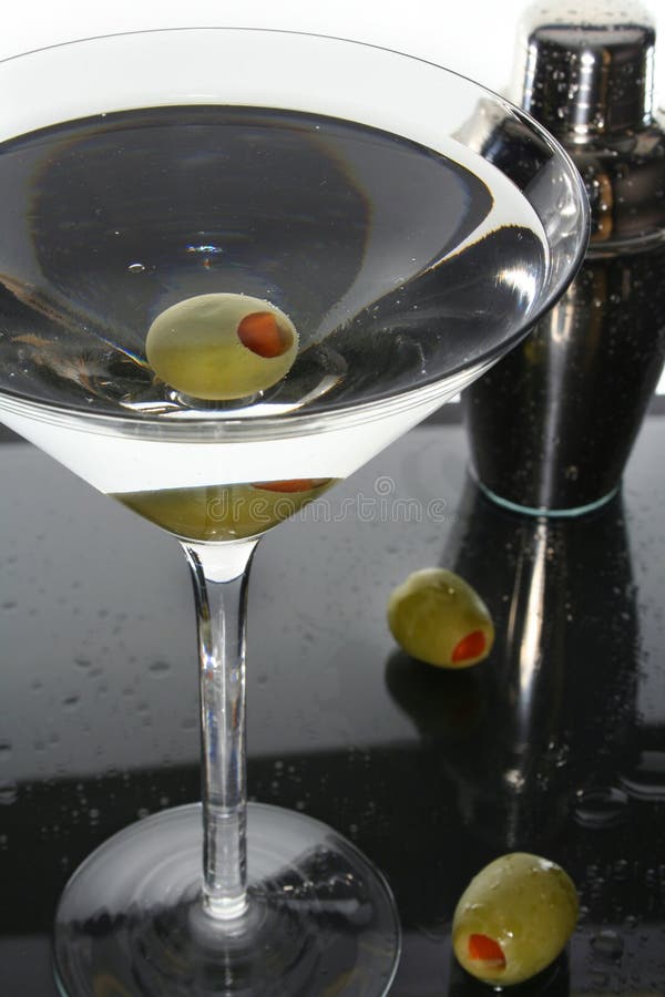 Martini Cocktail Drink and Olives Stock Image - Image of grey, booze ...