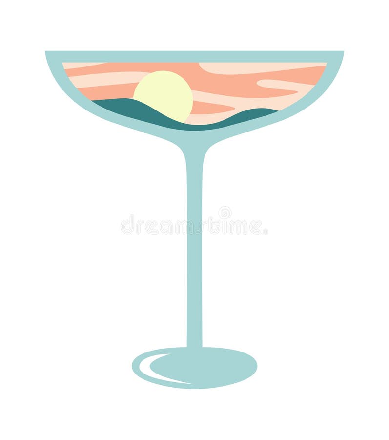 Martini Cocktail Glass with Paradise Landscape Stock Vector ...