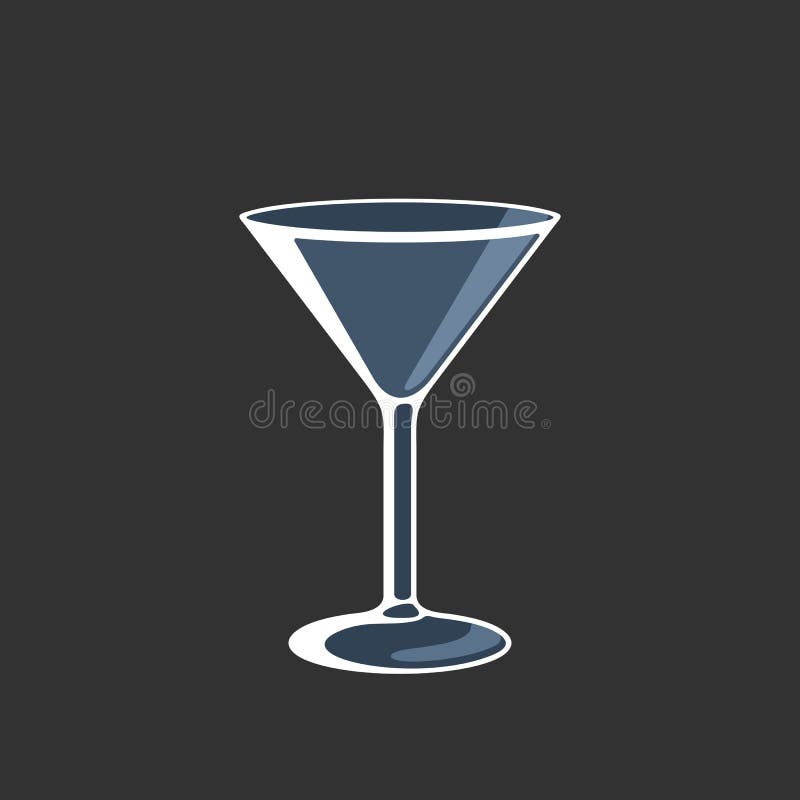 Martini Empty Cocktail Crystal Glass Vector Illustration Black Stock ...