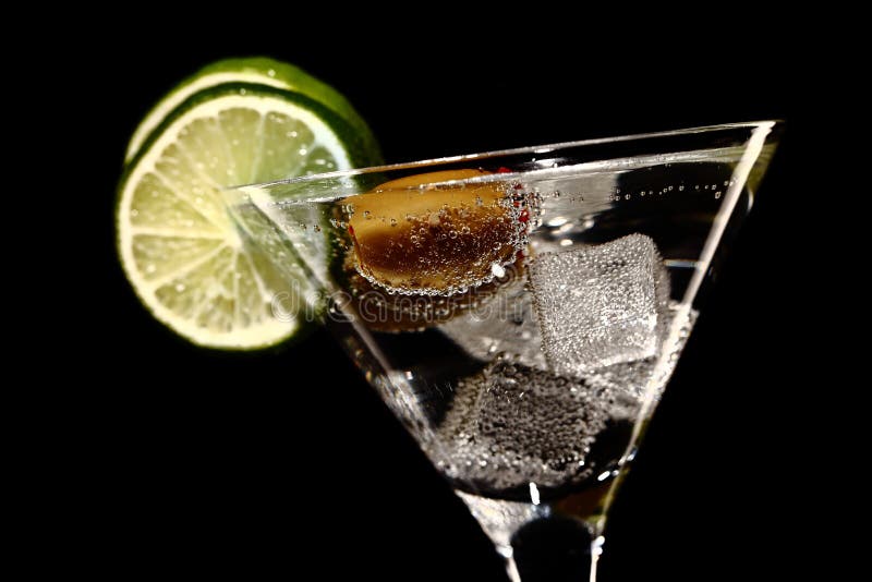 Martini, Fresh Coctail Isolated on Black Stock Photo - Image of mixed ...