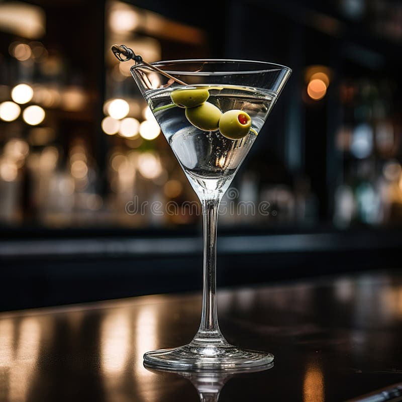 A Martini Glass on the Bar. Generative AI Stock Illustration ...