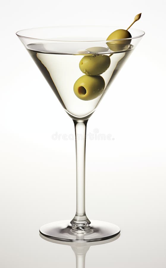 Martini Glass with Green Olives in Clear Liquid Stock Illustration ...