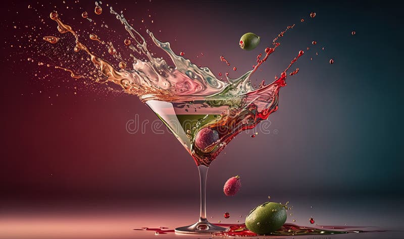 A Martini Glass with a Splash of Liquid on the Side Stock Illustration ...