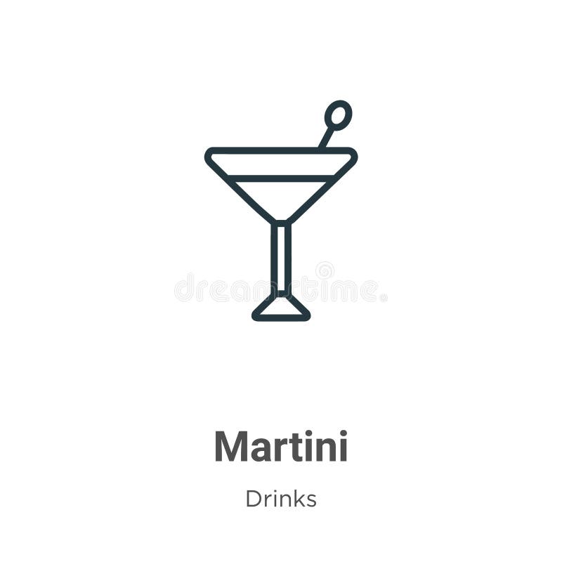 Outline Martini Vector Icon. Isolated Black Simple Line Element ...
