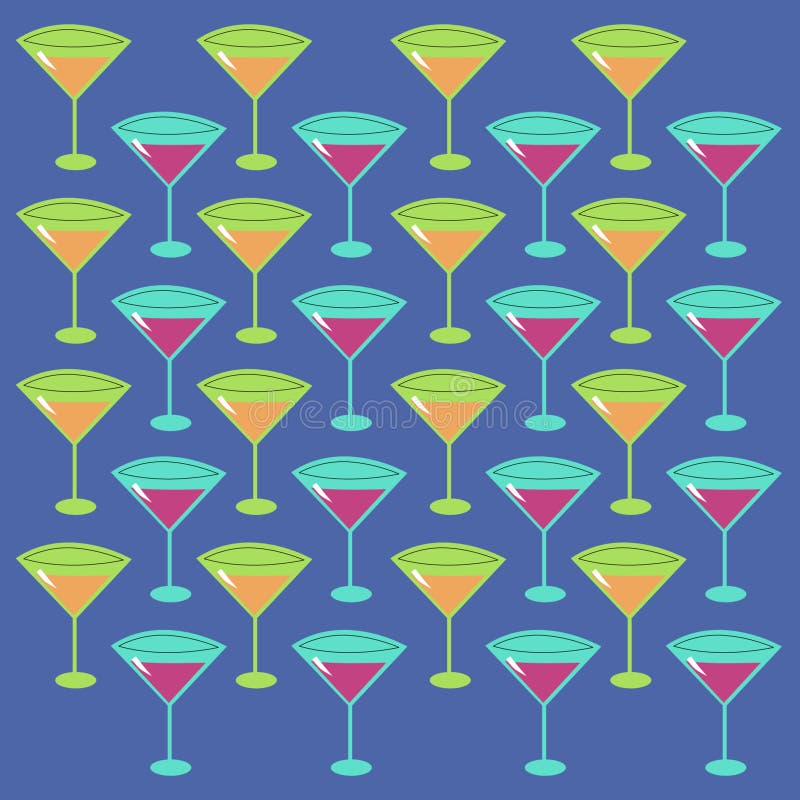 Martini Retro Glasses on Dark Blue Pattern, Texture Stock Vector ...