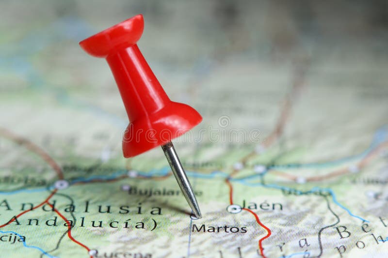 Martos, Spain pin on map stock photo. Image of guide - 346782658