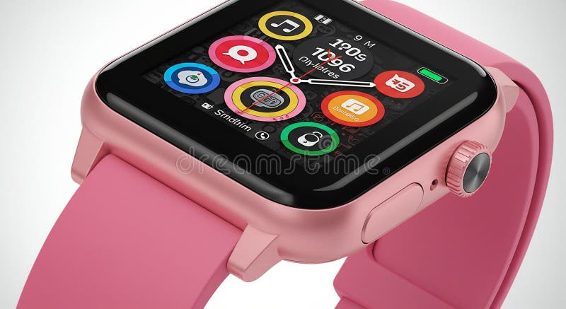 Martwatch with a Square Display and Rounded Corners Encased in a Pink ...