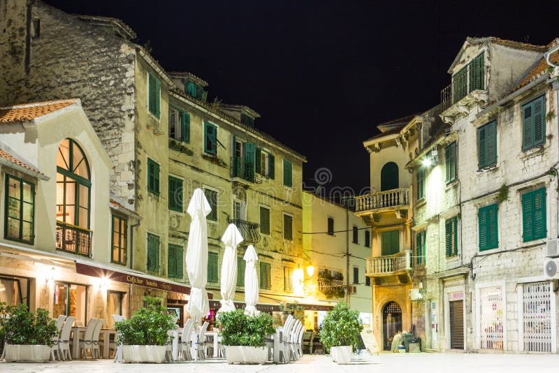 Marulic Square Night Split Croatia Stock Photos - Free & Royalty-Free ...