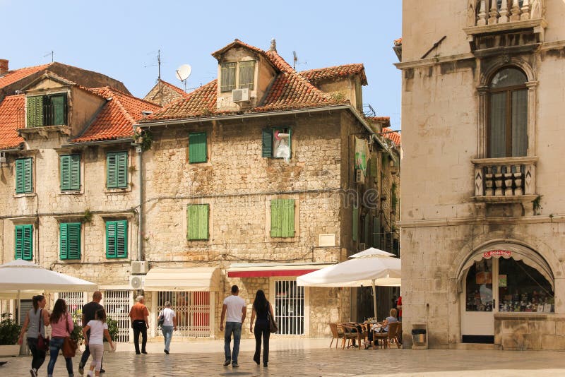 Marulic Square. Split. Croatia Editorial Image - Image of cafes, alley ...