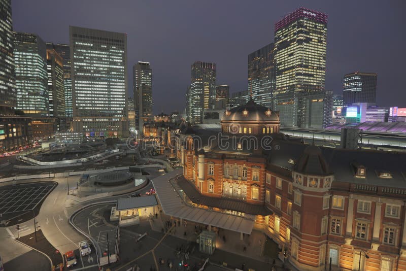 Tokyo Business District With At Night Stock Photo - Image of marunouchi ...