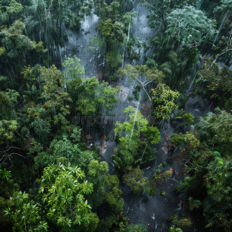 Aerial View of a Rainforest during Heavy Rainfall Stock Image - Image ...