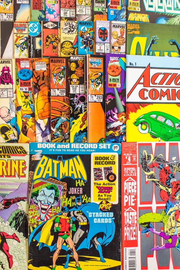 Marvel and DC Comic Book on Display at a Shop Editorial Image - Image ...