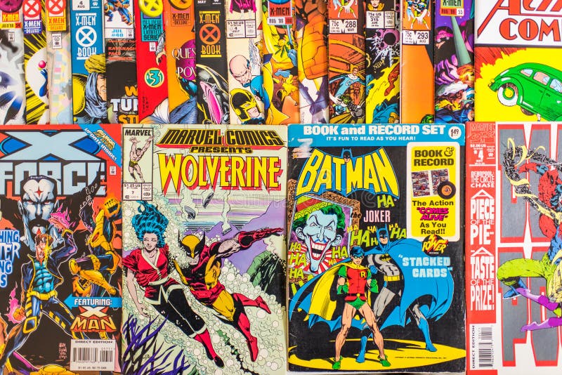 Marvel and DC Comic Book on Display at a Shop Editorial Photography ...
