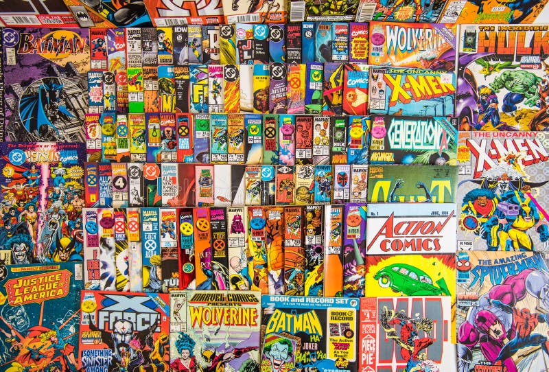 Marvel and DC Comic Book on Display at a Shop Editorial Photo - Image ...
