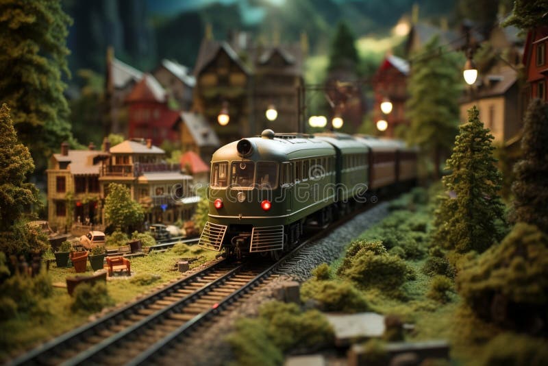 Marvel at the Detail of a Model Train Set with Stock Illustration ...