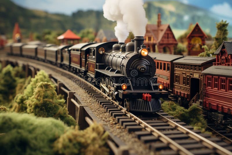 Marvel at the Detail of a Model Train Set with Stock Illustration ...
