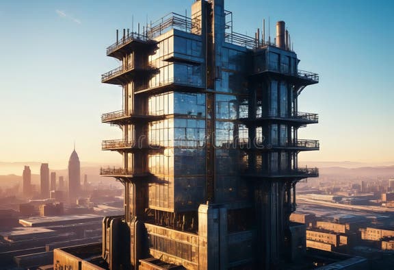 A Marvel of Diesel Punk Technology Stock Illustration - Illustration of ...