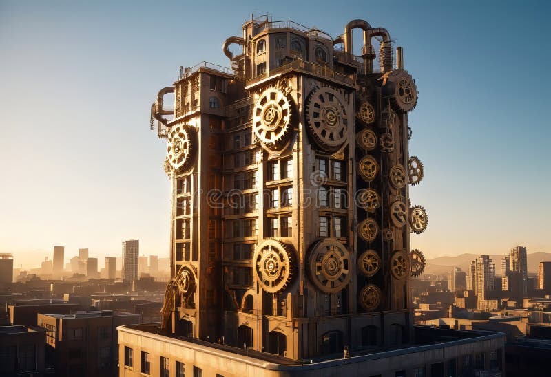 A Marvel of Diesel Punk Technology Stock Illustration - Illustration of ...