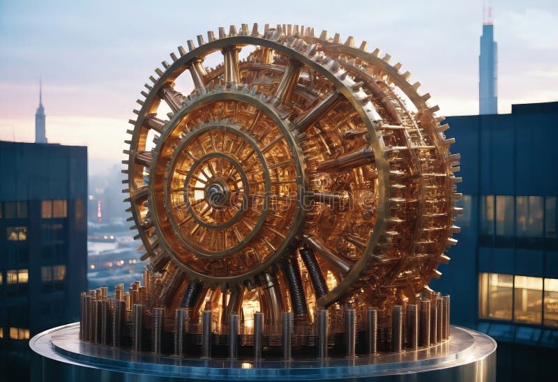 A Marvel of Diesel Punk Technology Stock Illustration - Illustration of ...