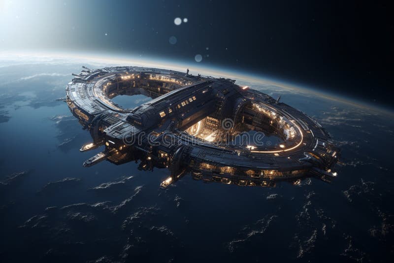 Marvel at a Fleet of Exploration Spacecraft Stock Illustration ...