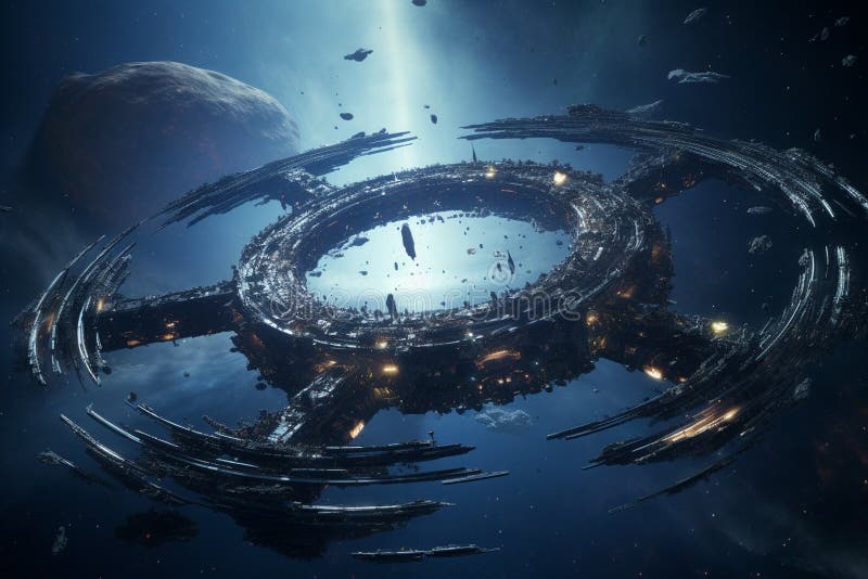 Marvel at a Fleet of Exploration Spacecraft Stock Illustration ...