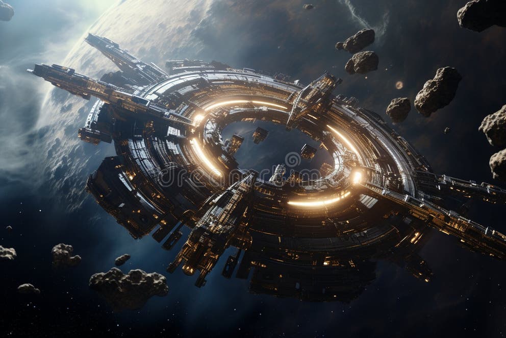 Marvel at a Fleet of Exploration Spacecraft Stock Illustration ...