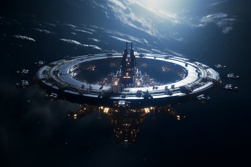 Marvel at a Fleet of Exploration Spacecraft Stock Illustration ...