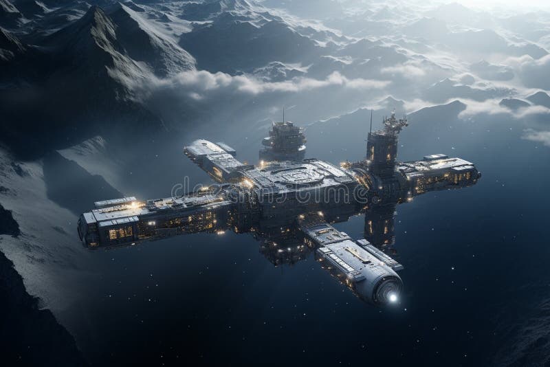 Marvel at a Fleet of Exploration Spacecraft Stock Illustration ...