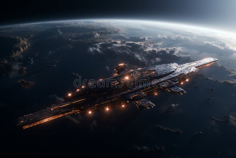 Marvel at a Fleet of Exploration Spacecraft Stock Illustration ...