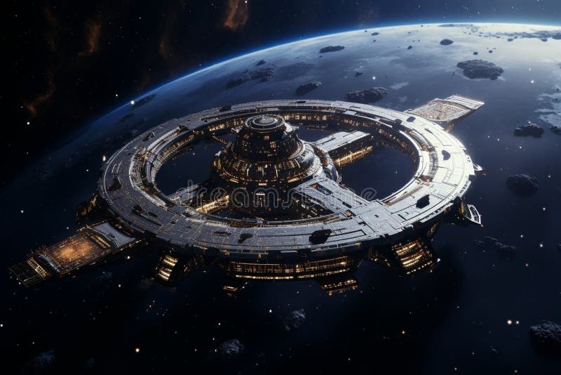 Marvel at a Fleet of Exploration Spacecraft Stock Illustration ...