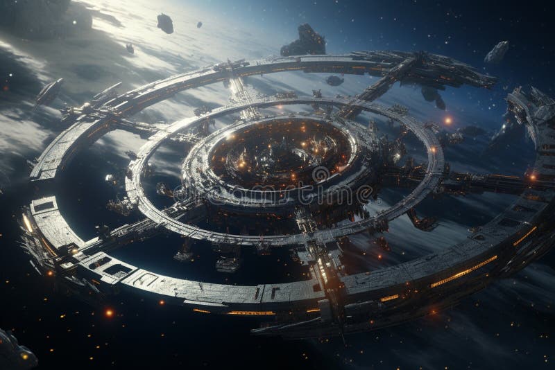 Marvel at a Fleet of Exploration Spacecraft Stock Illustration ...