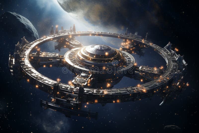 Marvel at a Fleet of Exploration Spacecraft Stock Illustration ...