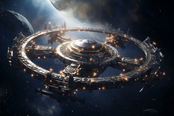 Marvel at a Fleet of Exploration Spacecraft Stock Illustration ...