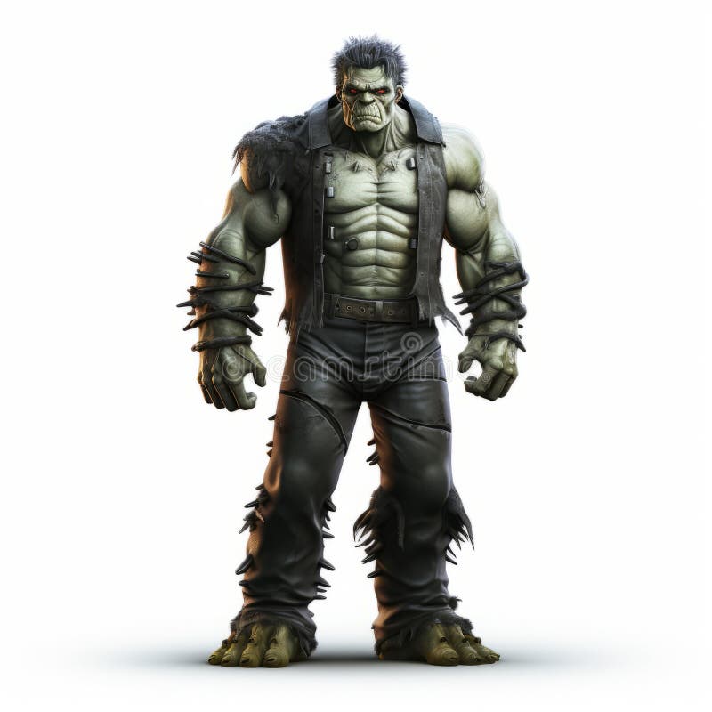 Dark and Brooding 3d Frankenstein S Monster on White Background Stock ...