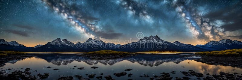 Marvel of a Starry Night Sky in a Remote Location, with a Silhouette of ...