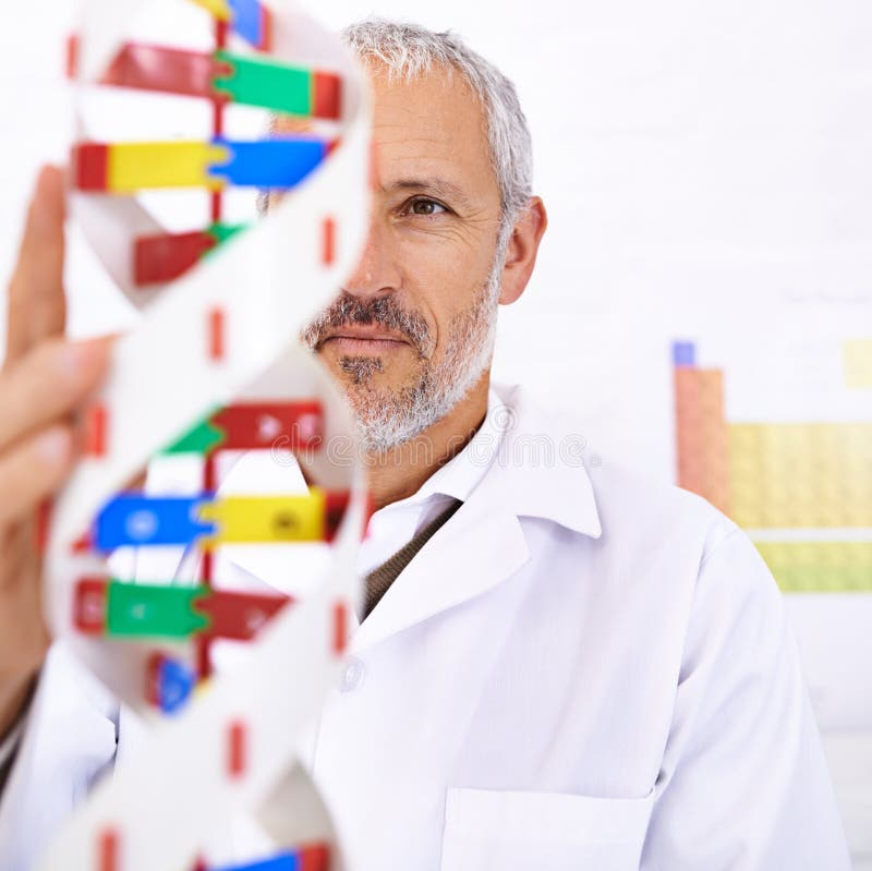 Marveling at the Progress of Human Science. a Mature Male Scientist ...