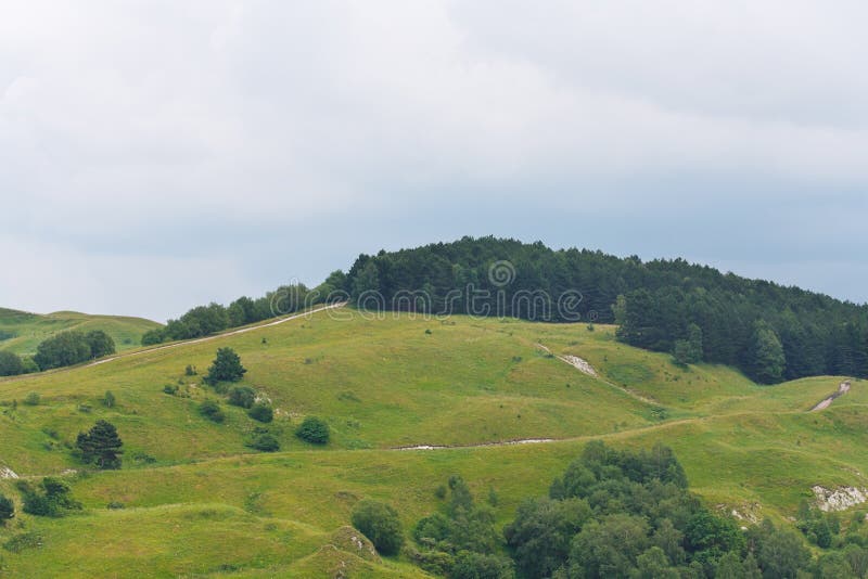 Marvellous Landscape with Forests in Foothills Under Cloudy Sky Stock ...