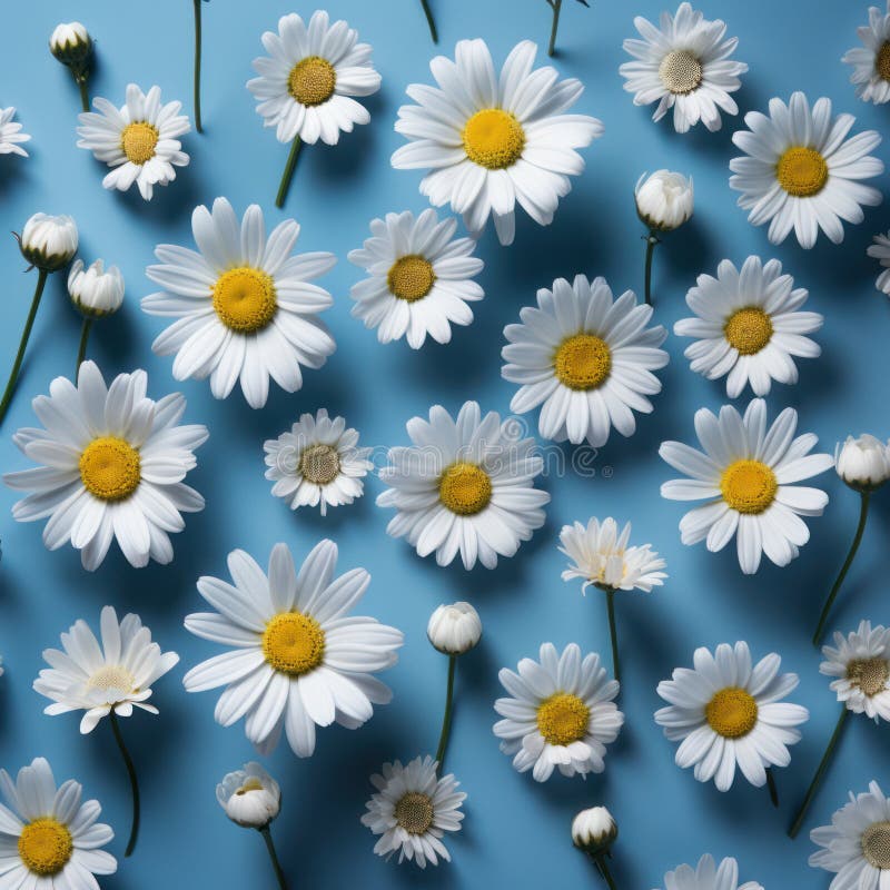 Marvellous Marigolds: Pattern of Daisy-Like Flowers on a Light Blue ...