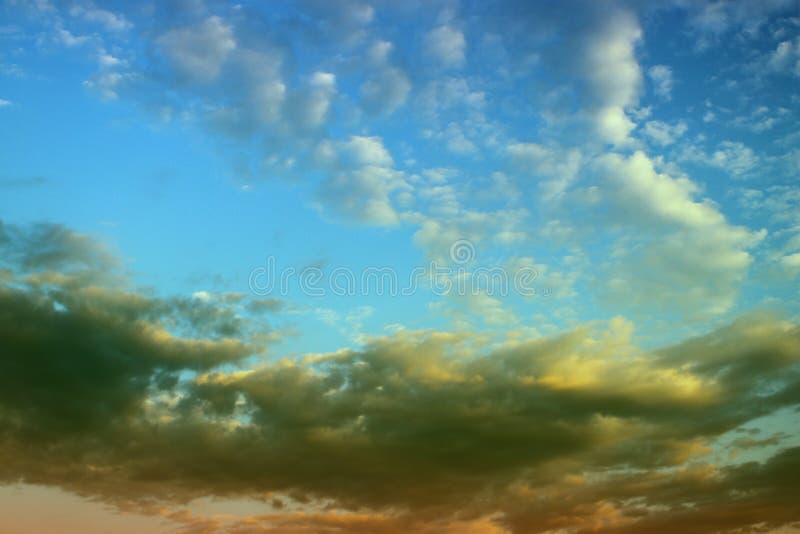 Wonderful Vivid Sun Colored Clouds in the Sky for Using in Design As ...