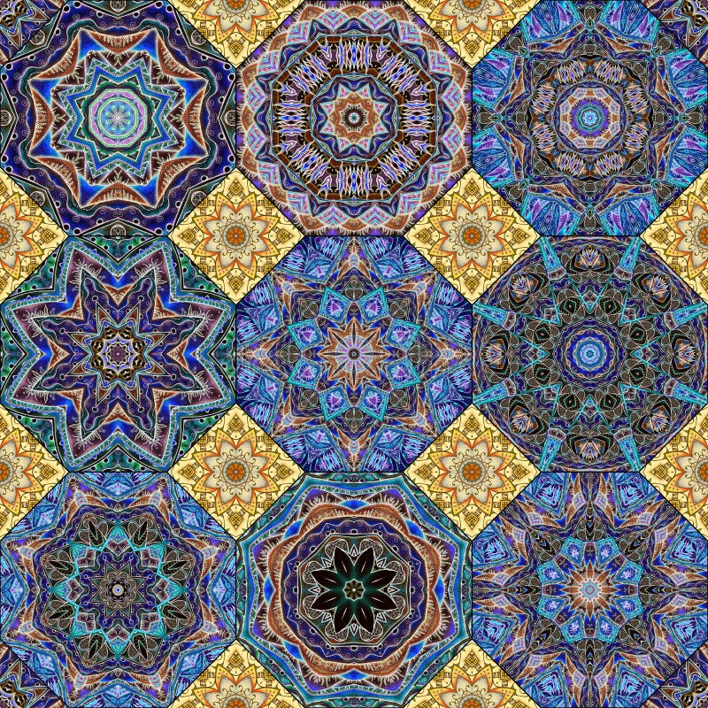 Marvelous Pattern of Octagonal Tiles with Mandalas and Small ...