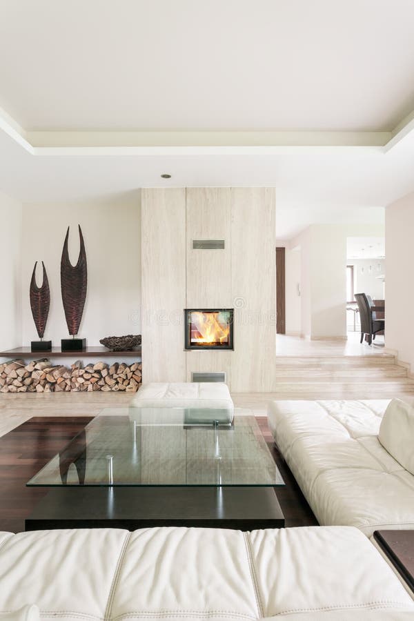 Marvelous Use of Stone in Contemporary Interior Decor Stock Photo ...