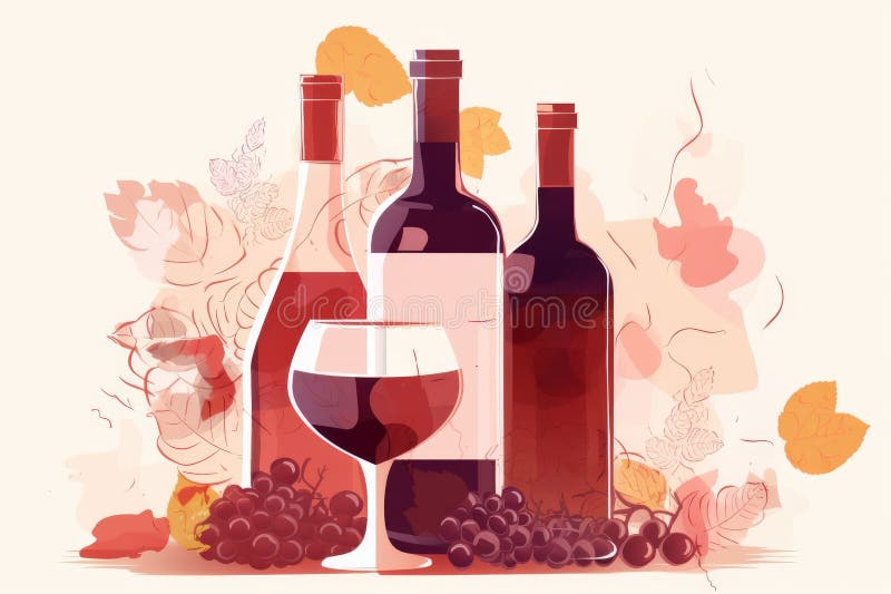 Marvelous Wine Bottle and Cups Vector Graphic. Generative Ai Stock ...