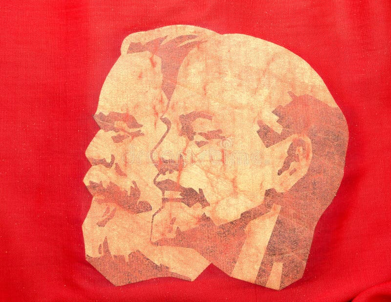 Marx En Lenin Op Een Rode Vlag Stock Afbeelding - Image of vlag, retro ...