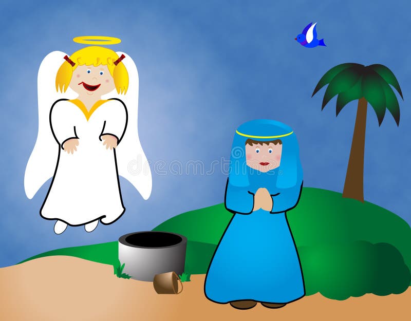 Mary and the Angel stock illustration. Illustration of bethlehem - 3509552