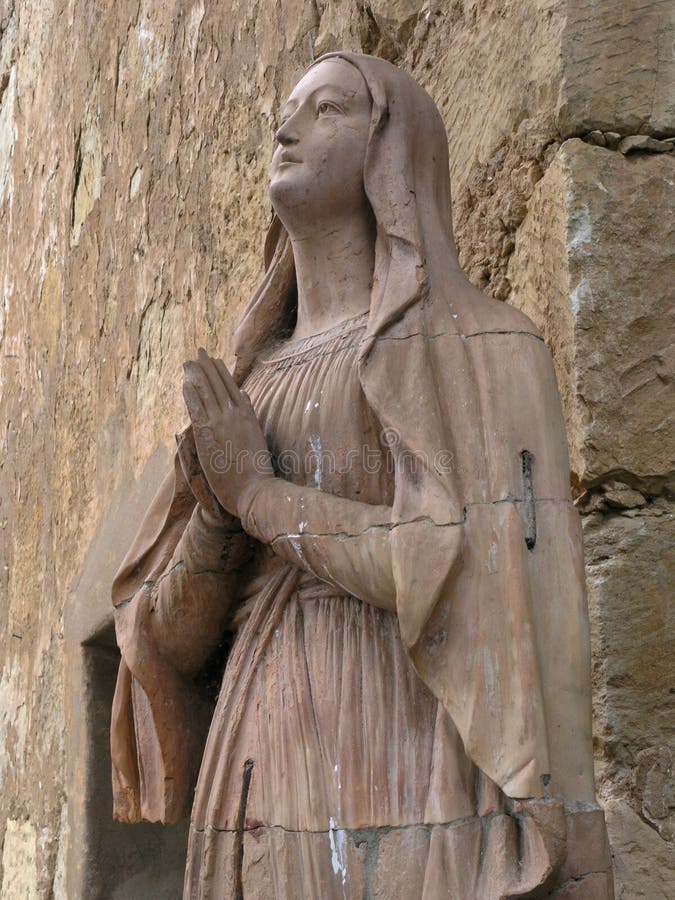 Mary, carved stone statue stock photo. Image of belief - 729030