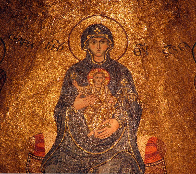 Mary and Jesus - Medieval Mosaic Editorial Photo - Image of mosaic ...