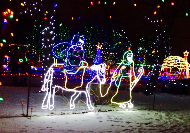 Mary and Joseph Riding on a Donkey Stock Photo - Image of christmas ...