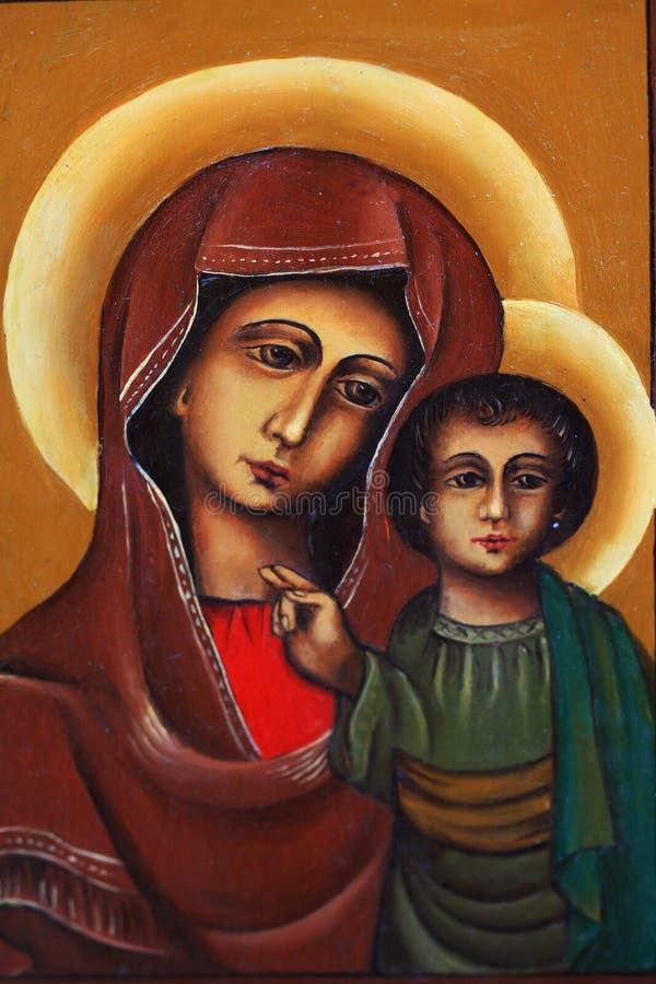 Jungfrau Maria Mit Jesus-Ikone Stockbild - Bild von schön, weihnachten ...